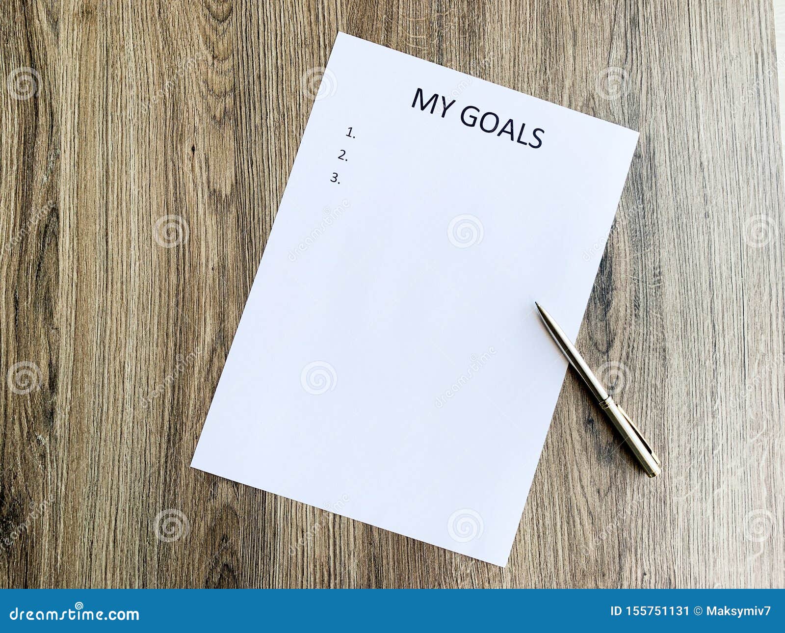 Tablero Con Mis Metas En El Escritorio De Madera Imagen de archivo ...