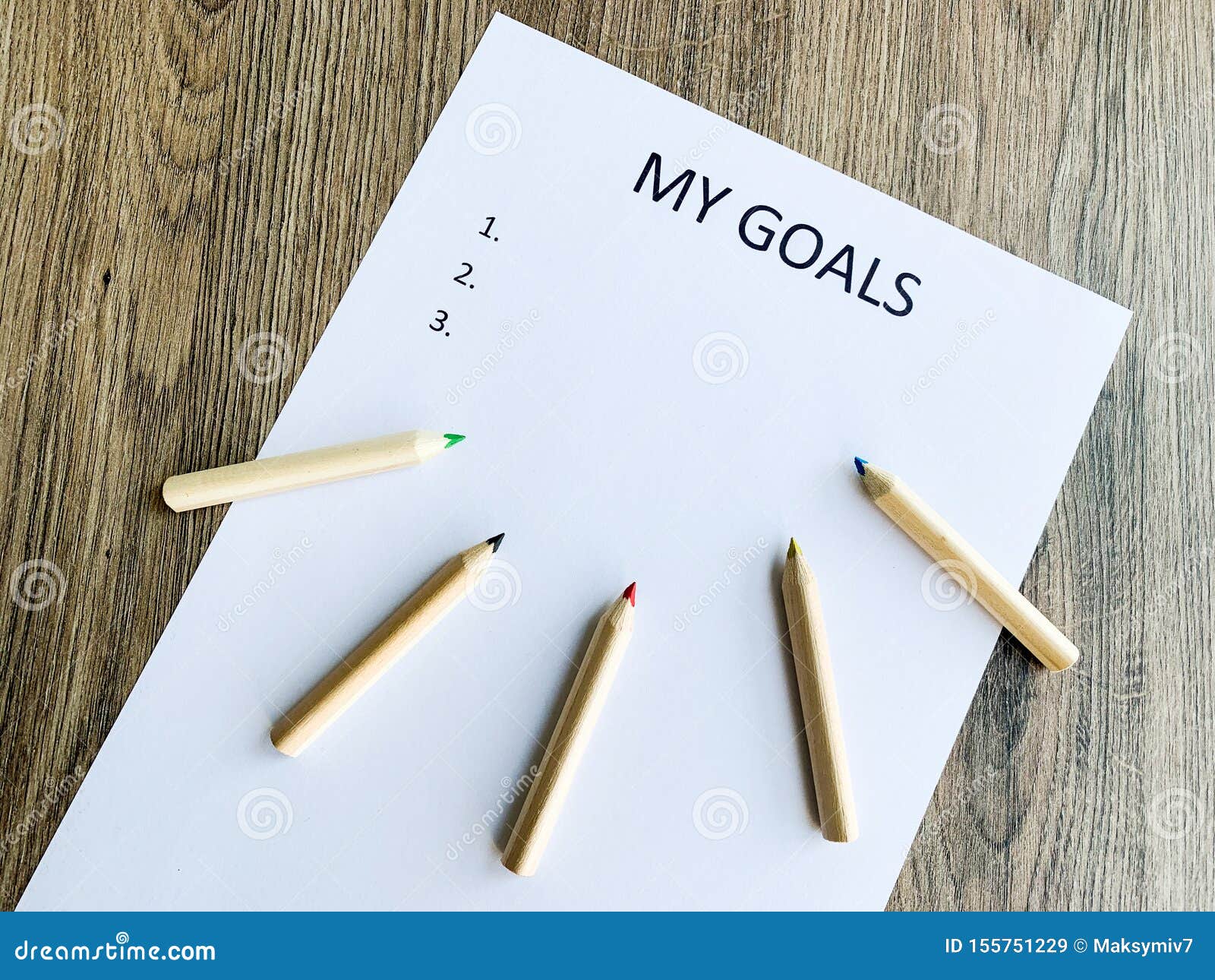 Tablero Con Mis Metas En El Escritorio De Madera Imagen de archivo ...