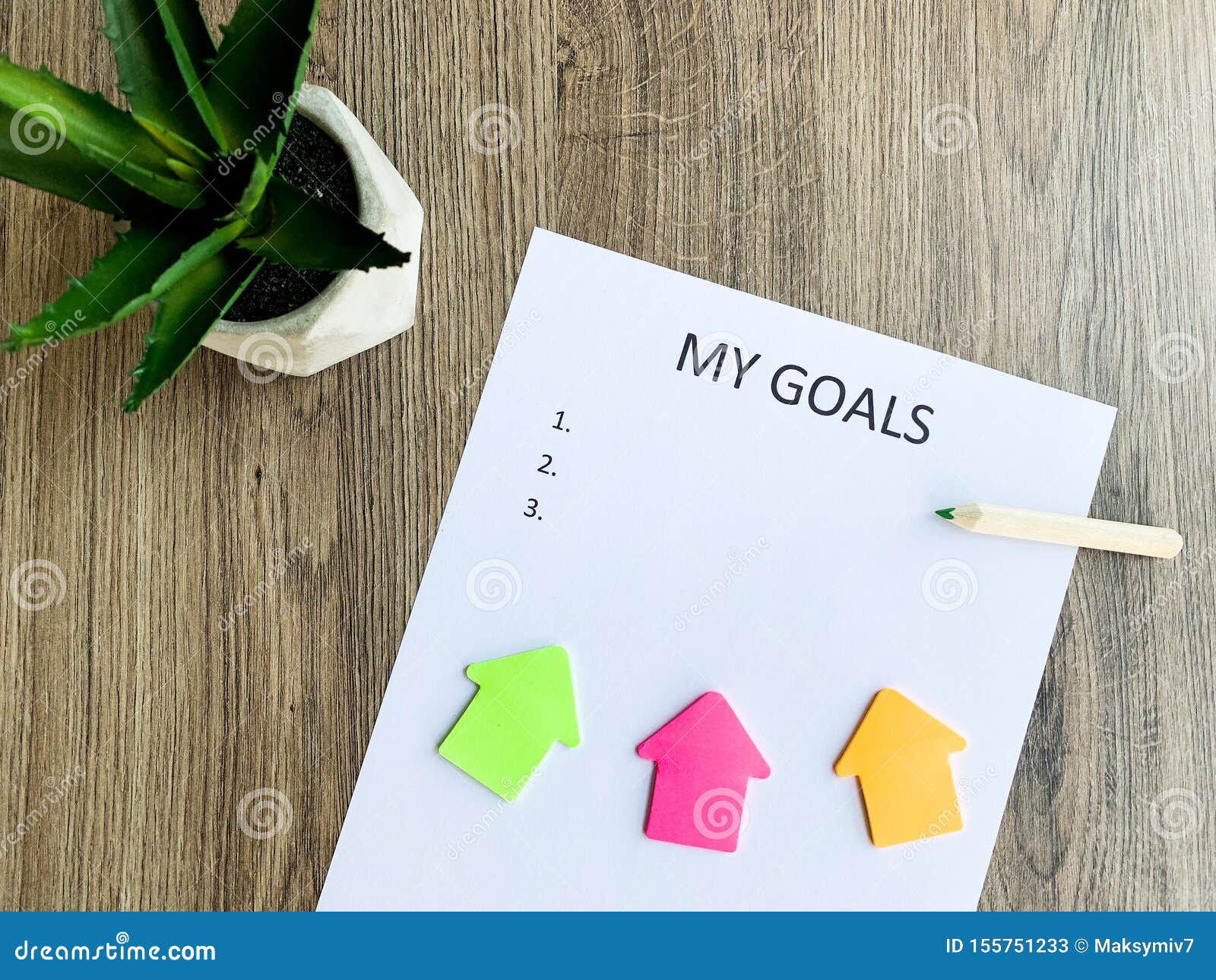 Tablero Con Mis Metas En El Escritorio De Madera Imagen de archivo ...