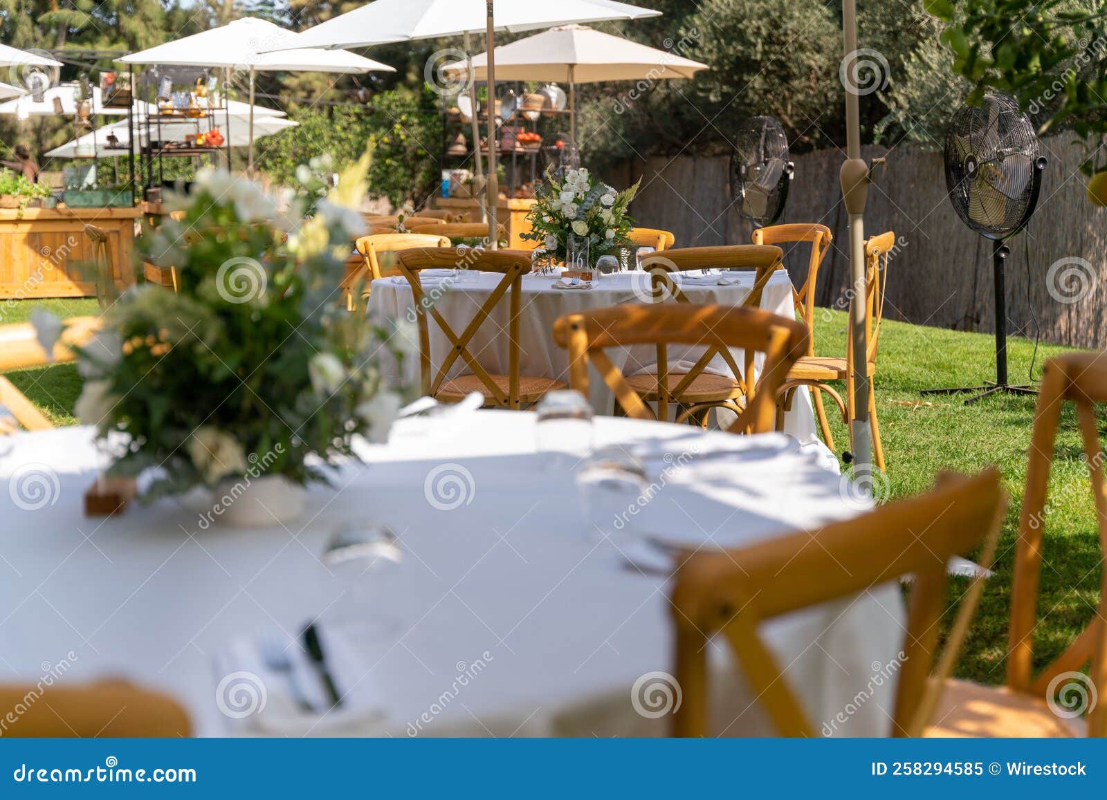 Tables Arrangement Outdoors for Celebration Stock Image - Image of ...
