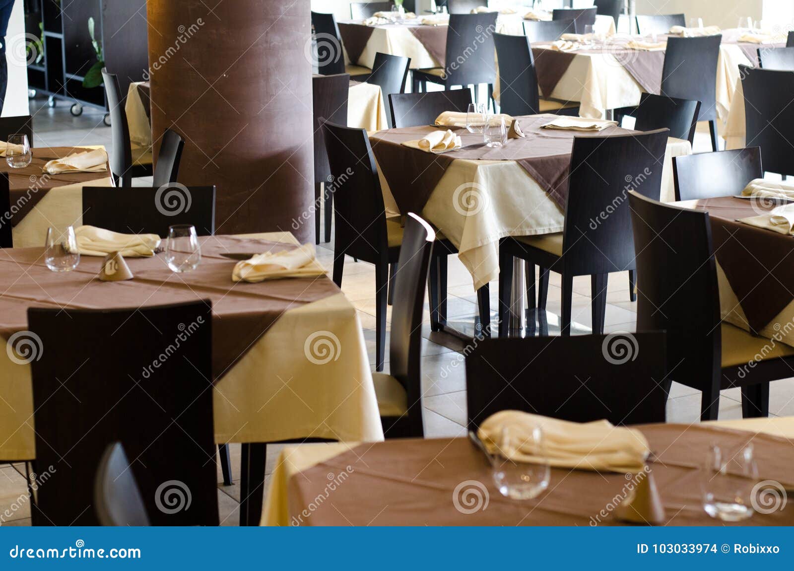 Tables at the restaurant stock photo. Image of catering - 103033974