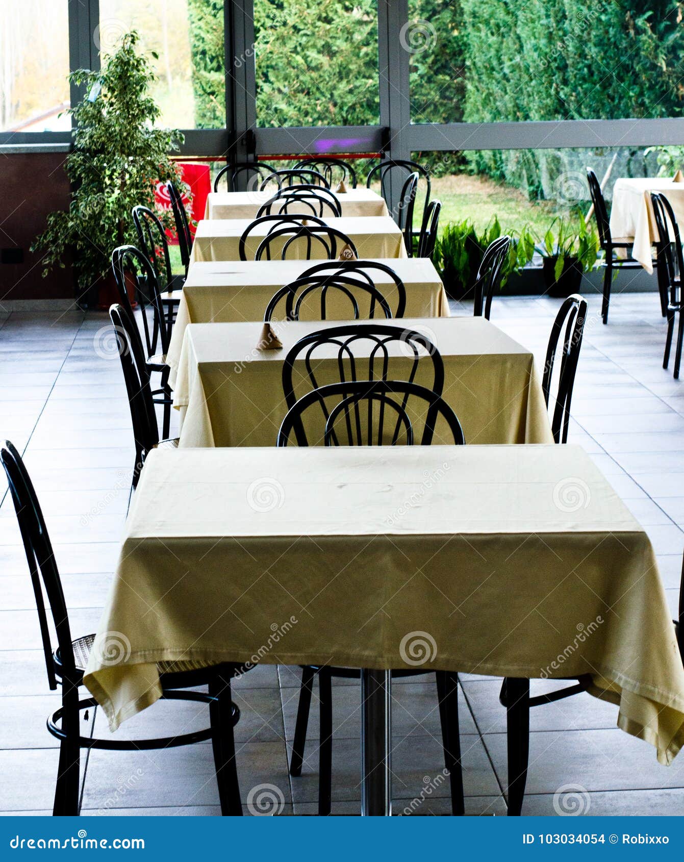 Tables at the restaurant stock photo. Image of background - 103034054
