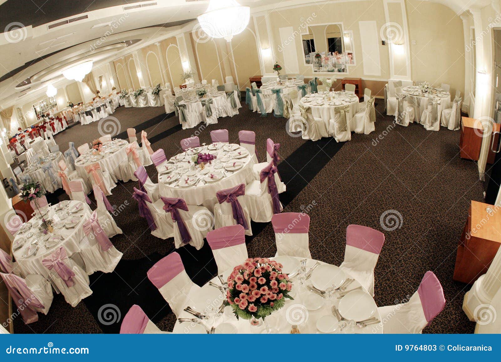 Tables in a ballroom stock image. Image of salon, ballroom - 9764803