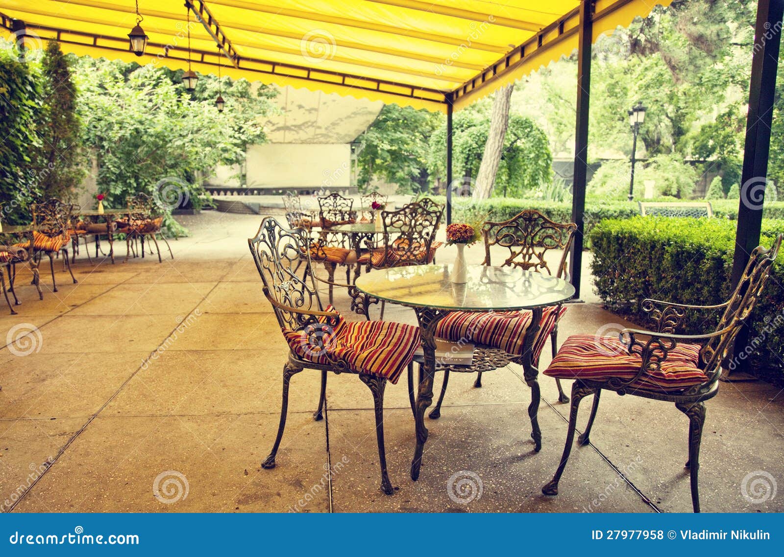 Tables at cafe. stock photo. Image of cafe, flower, restaurant - 27977958