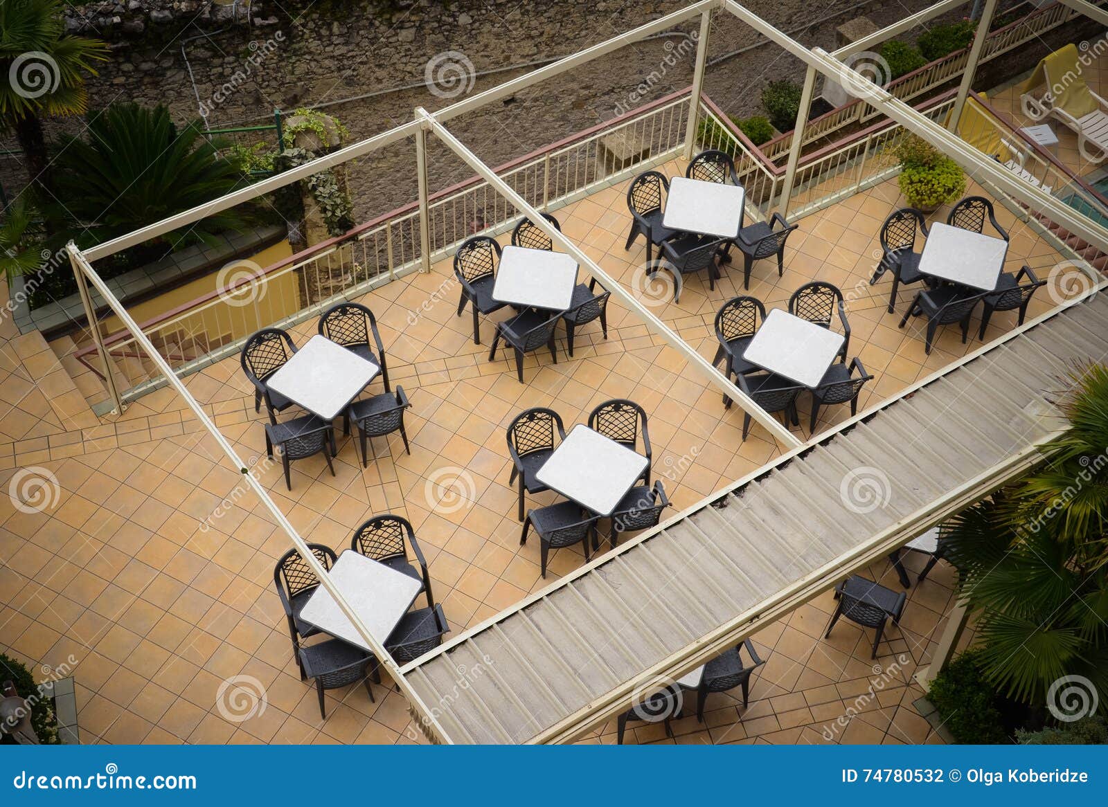 Tables in the Cafe, View from Above Stock Photo - Image of design ...