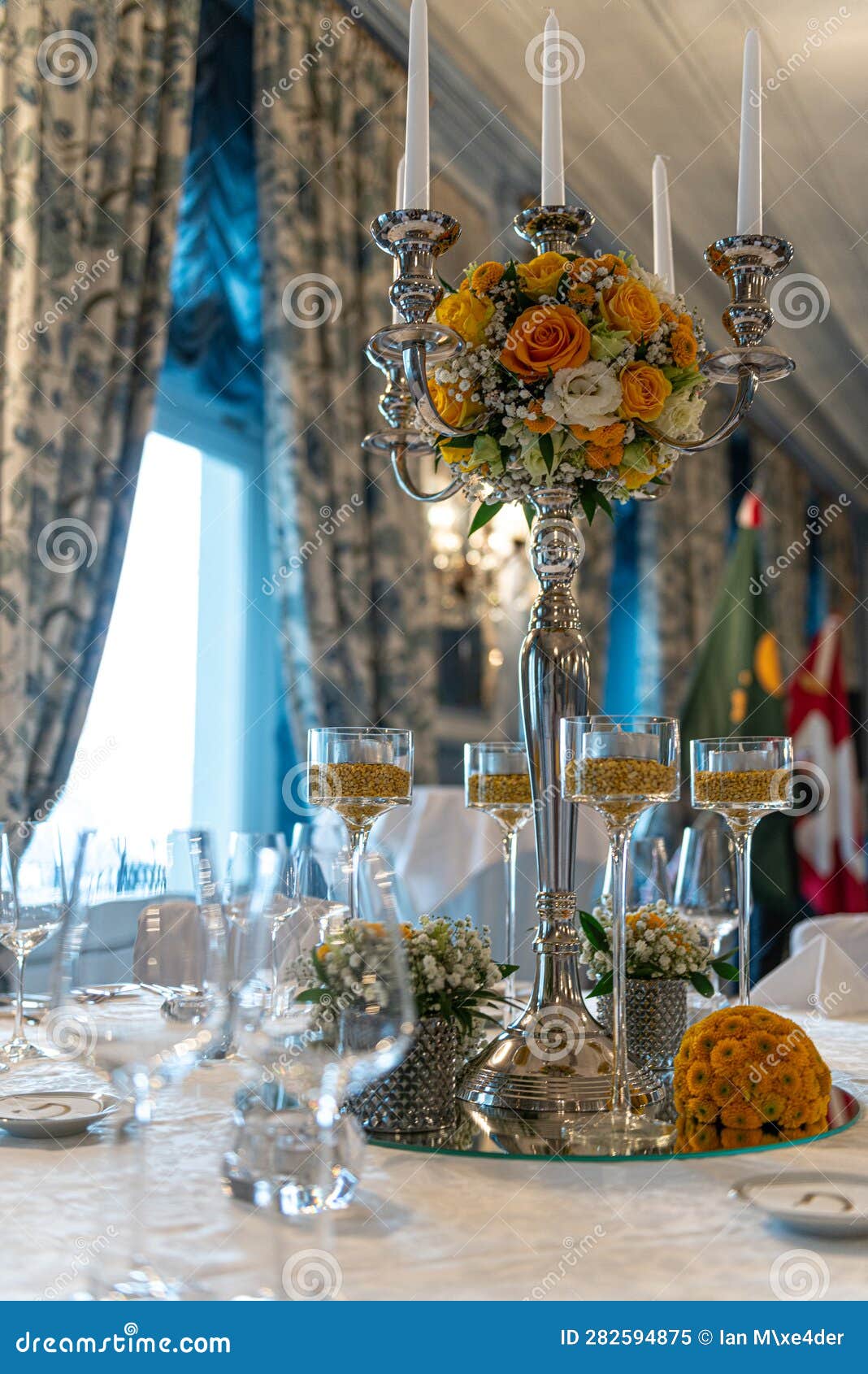 Flowers on a Table. Wedding. Celebration. Stock Image - Image of table ...
