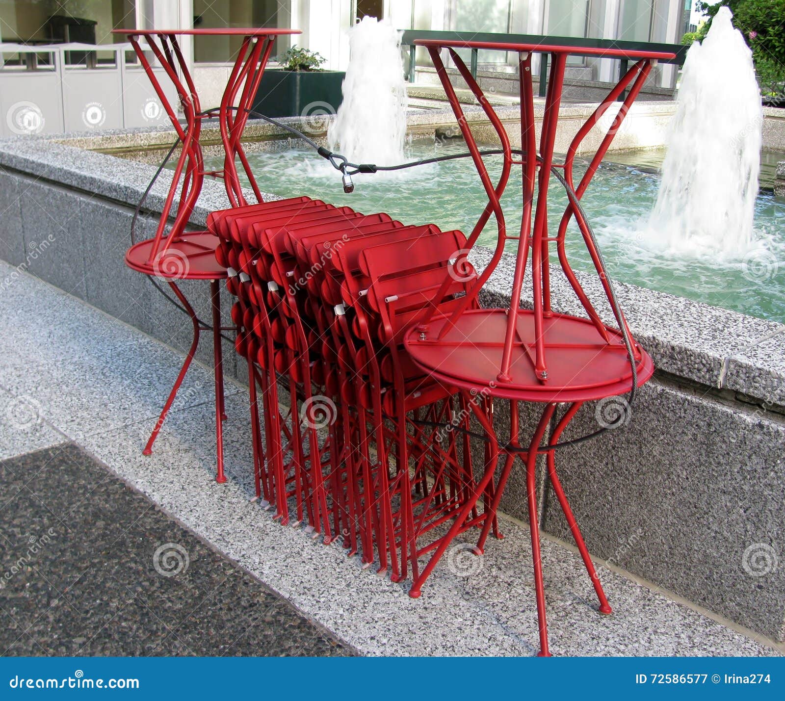 Tables and Chairs Neatly Stacked Stock Image - Image of fest, chair ...