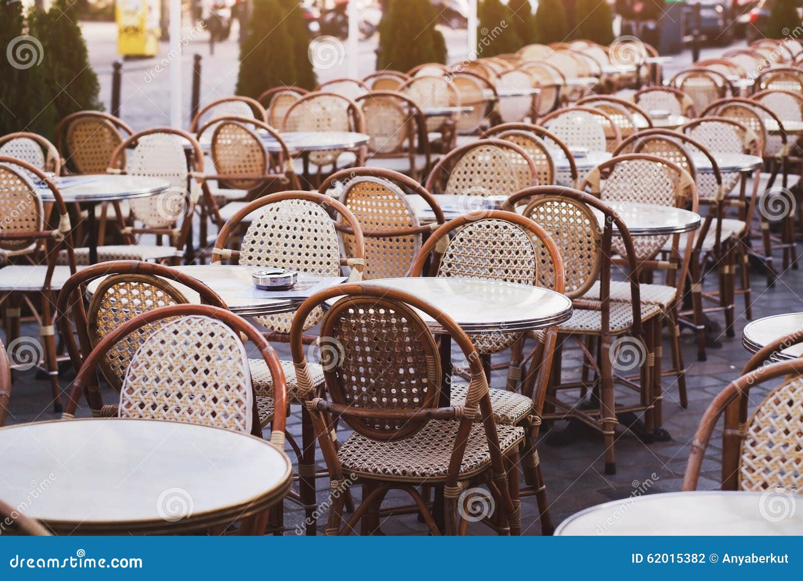 Tables and Chairs of Street Cafe Stock Photo - Image of chairs, ashtray ...