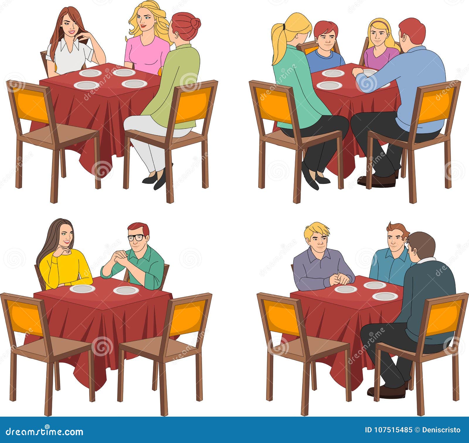 Tables De Restaurant Avec Des Personnes Illustration de Vecteur ...