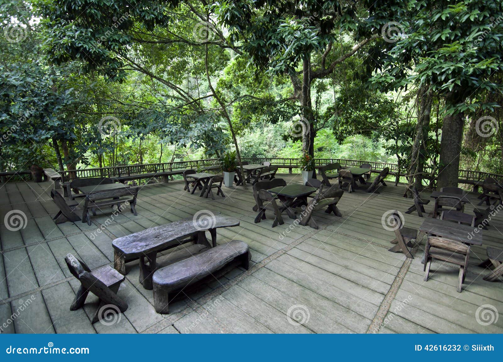 Tables in forest stock photo. Image of stone, seat, grass - 42616232