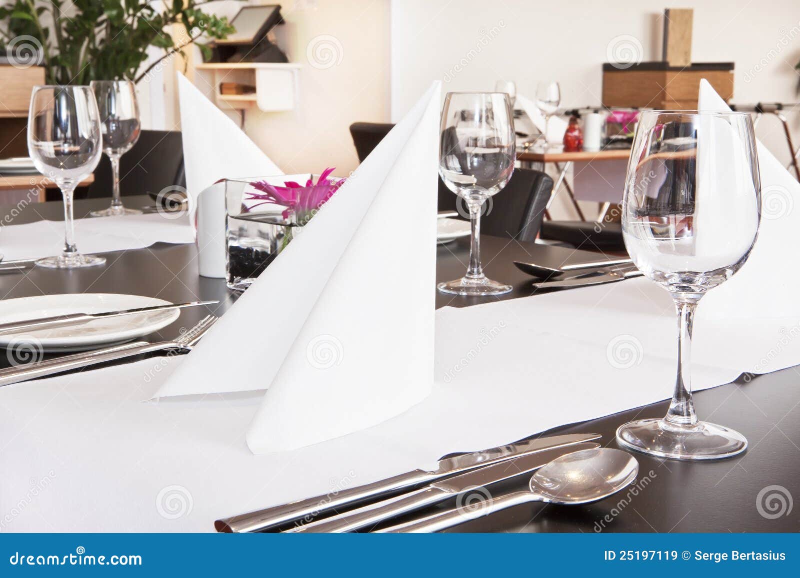 Tables with Formal Setup in Modern Restaurant Stock Image - Image of ...