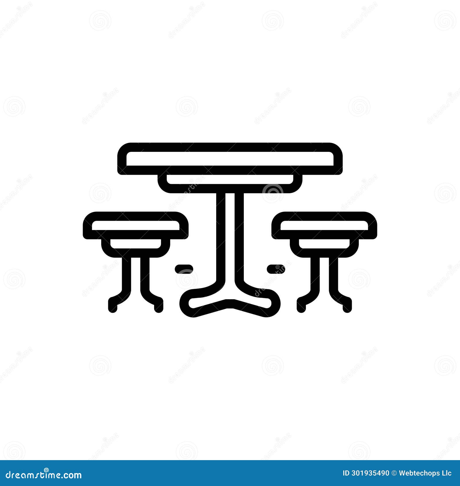 Black Line Icon for Tables, Dinner Table and Wooden Stock Vector ...