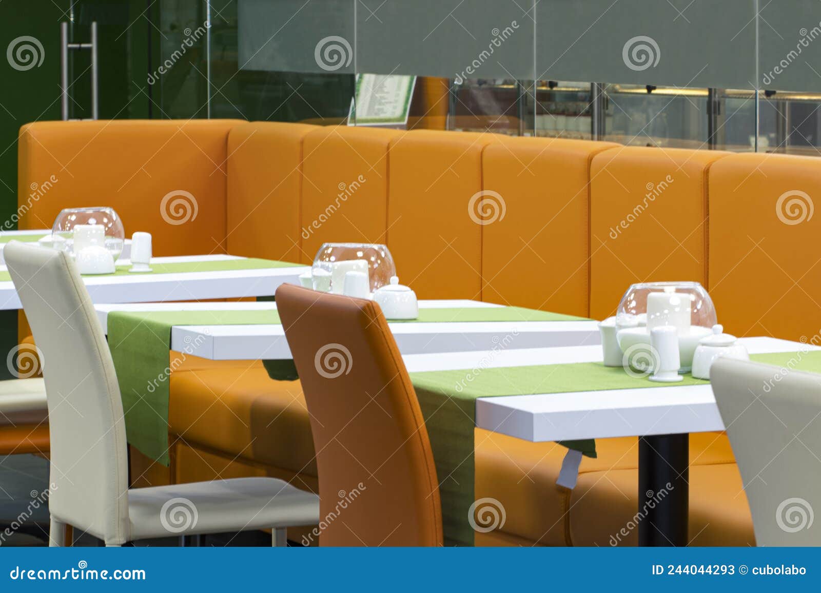 Tables inside the cafe stock image. Image of decoration - 244044293