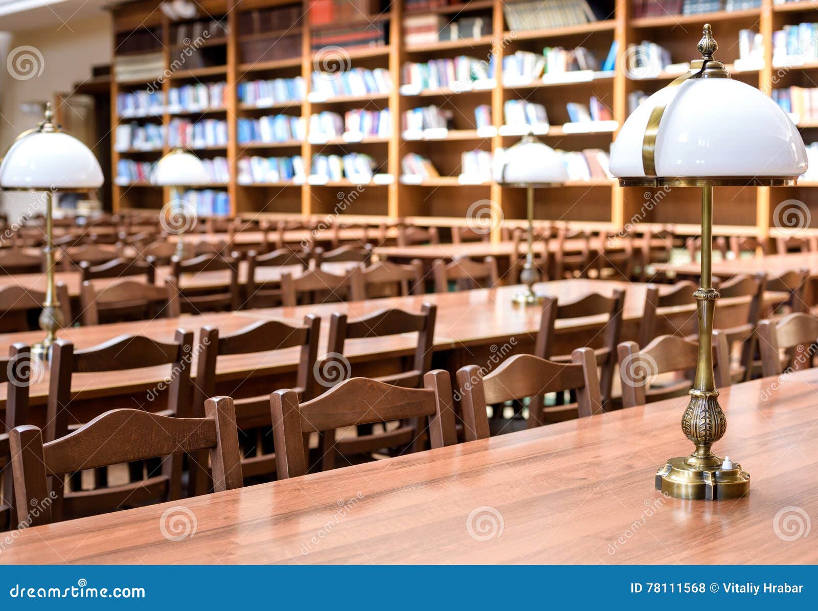 Tables in library hall stock photo. Image of horizontal - 78111568
