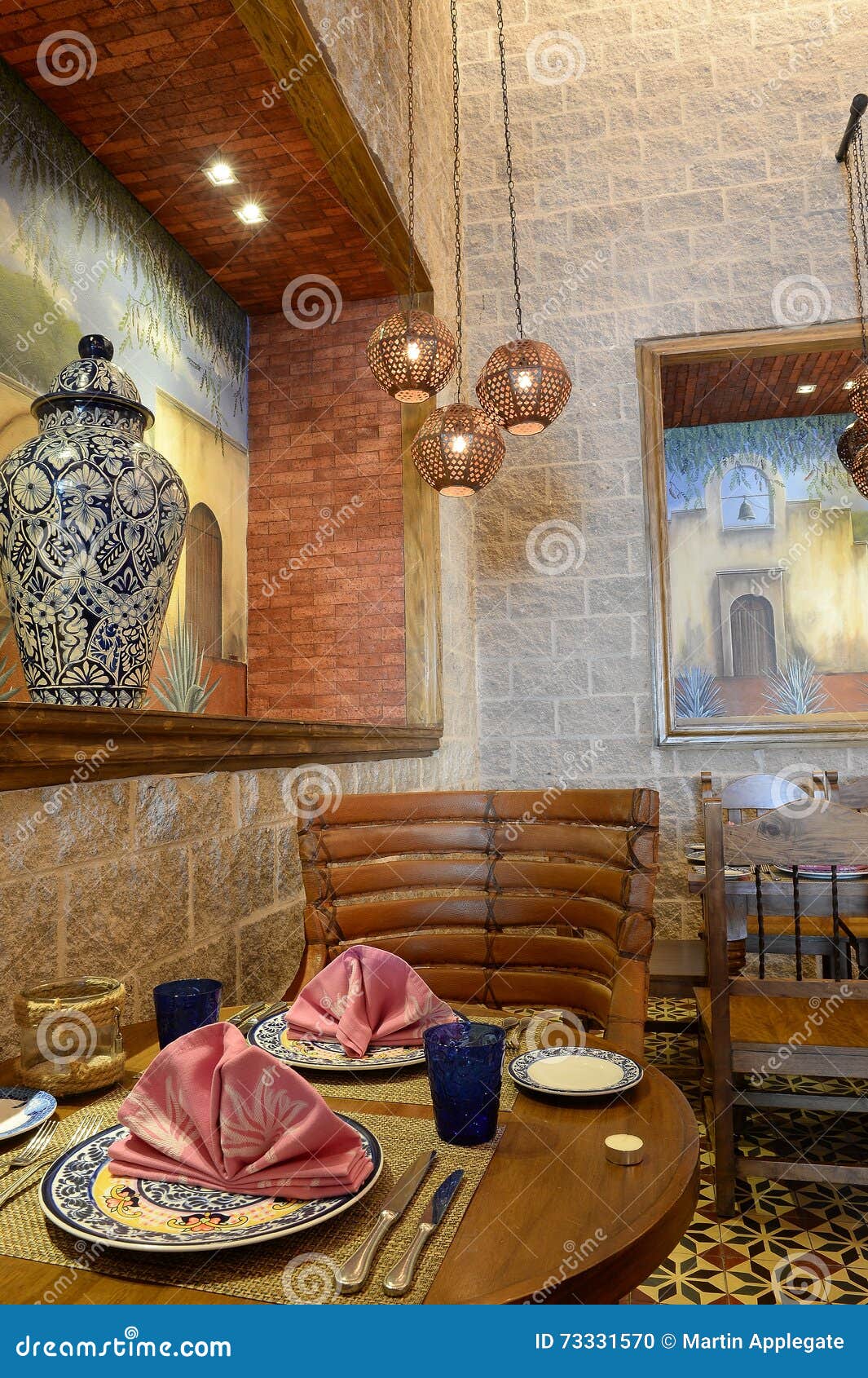 Tables in Mexican Restaurant Editorial Image - Image of setting, wooden ...