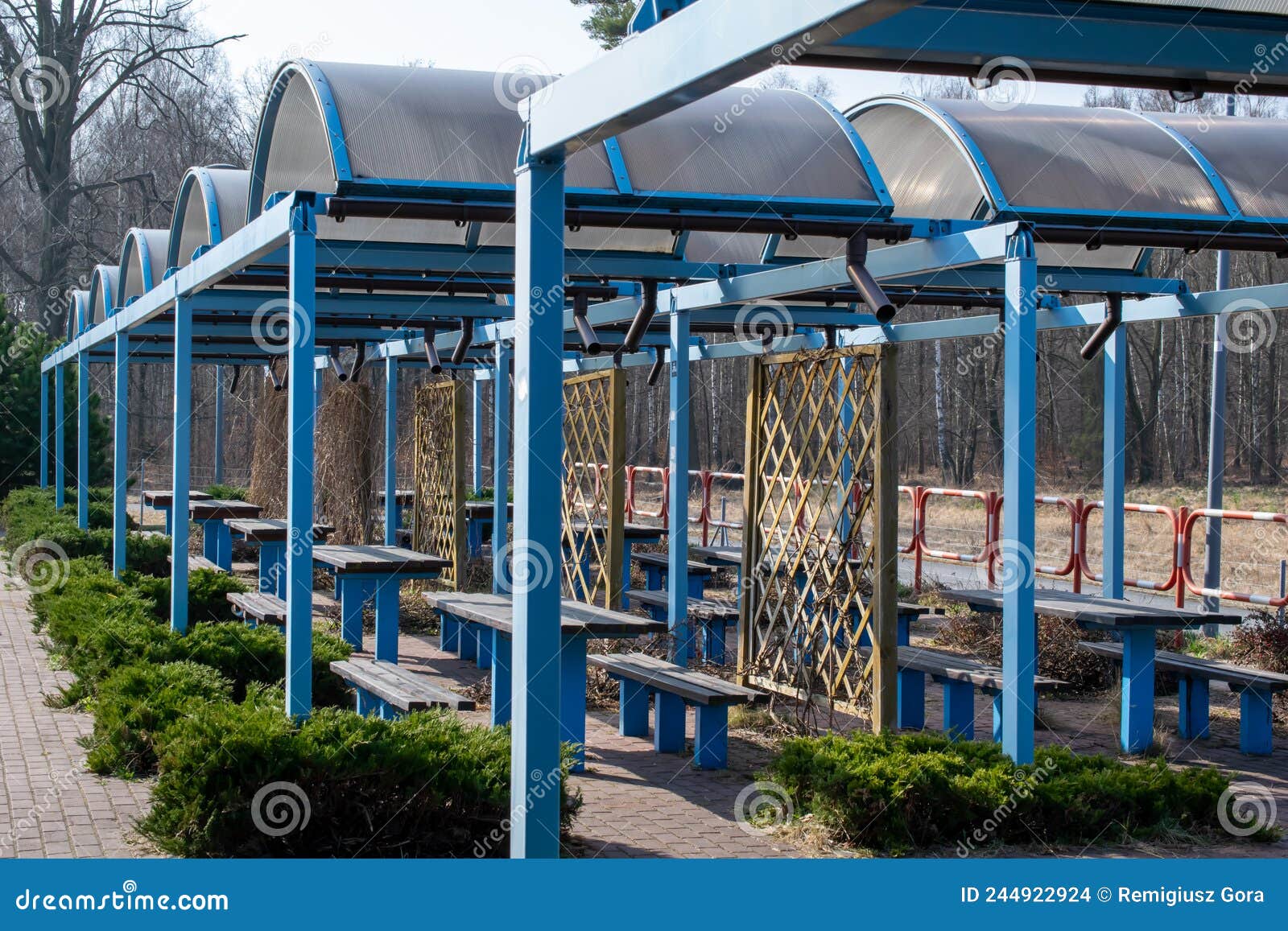 Tables in the Motorway Parking Lot Stock Photo - Image of repos ...