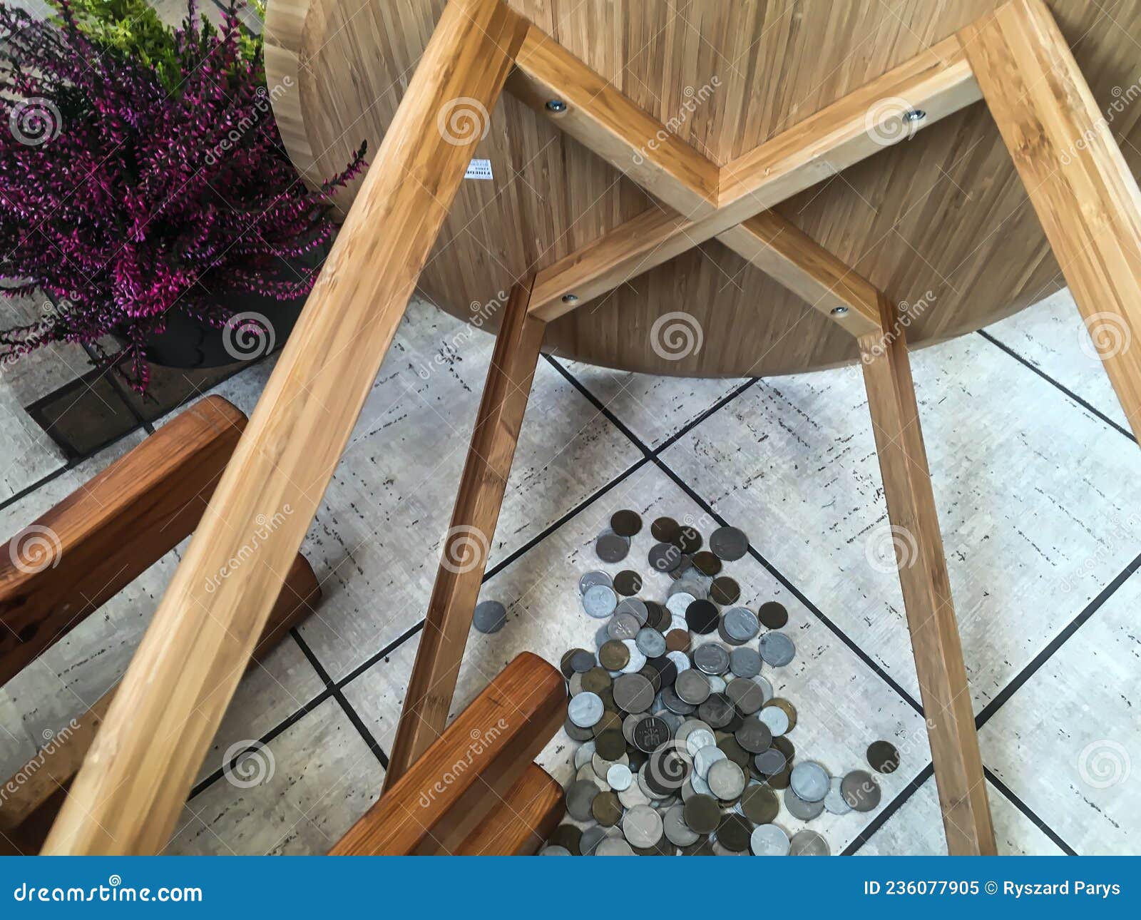 Tables Overturned and Coins Strewn Stock Image - Image of symbolic ...