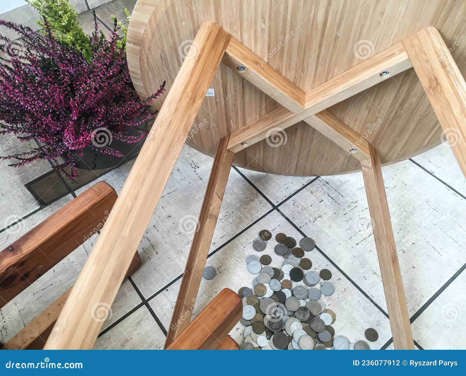 Tables Overturned and Coins Strewn Stock Photo - Image of copper ...