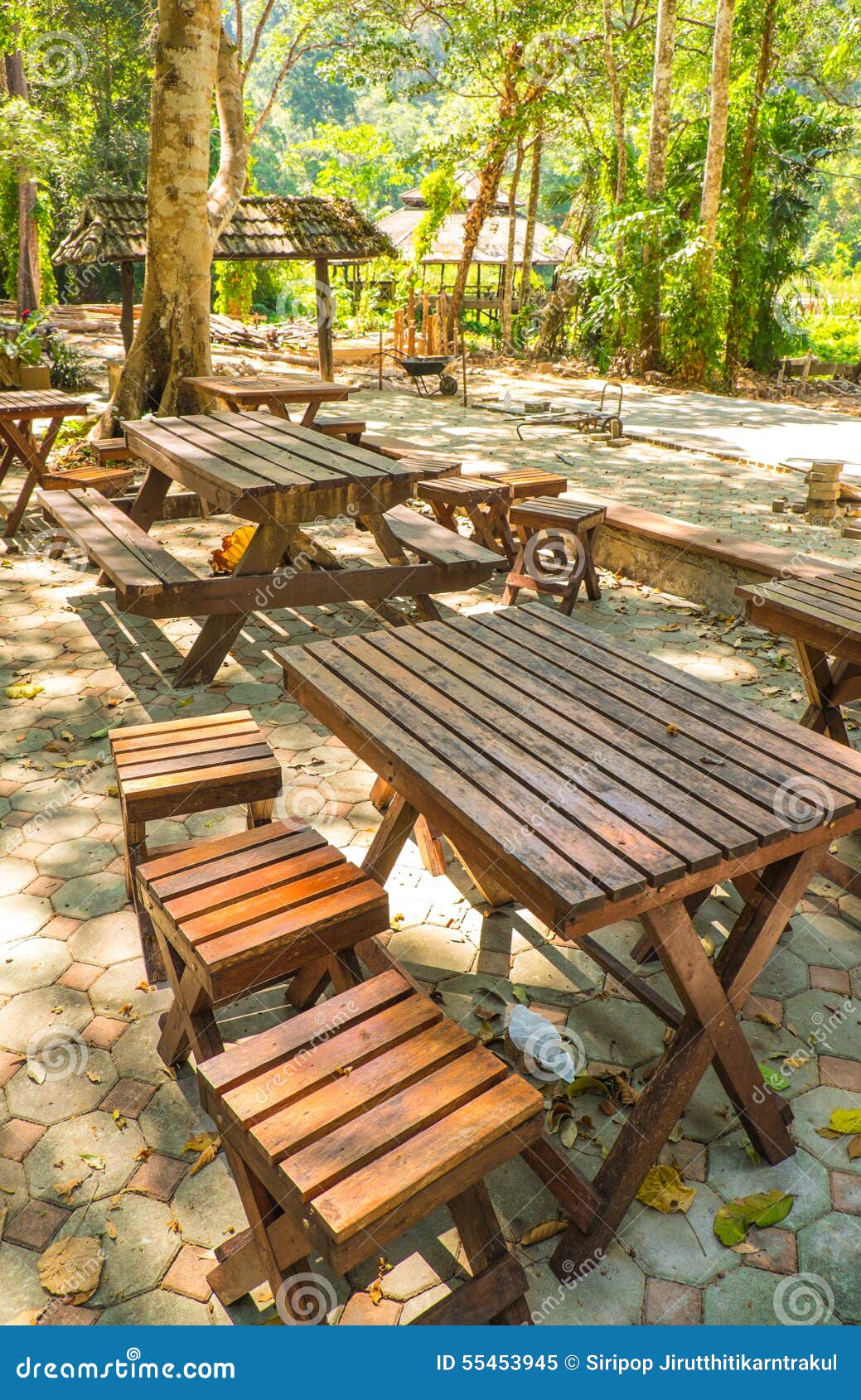 Tables in a park stock image. Image of grilled, fresh - 55453945