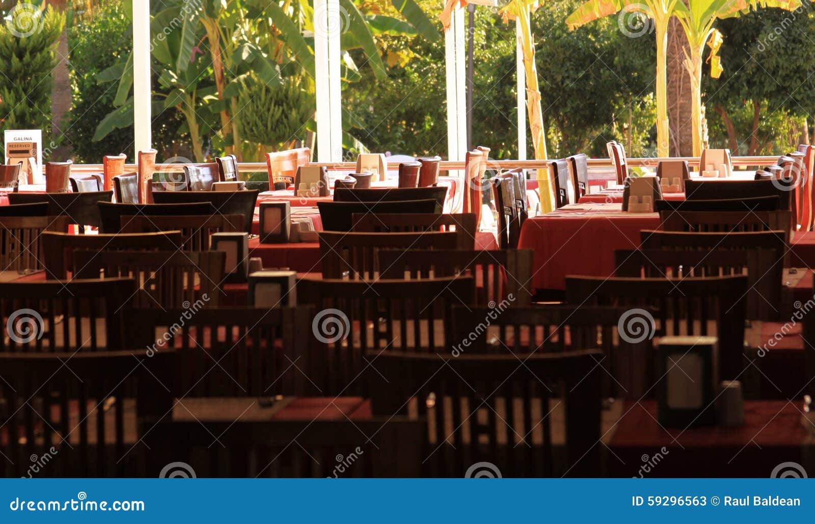 Tables Ready for Serving in Hotel Restaurant Stock Image - Image of ...