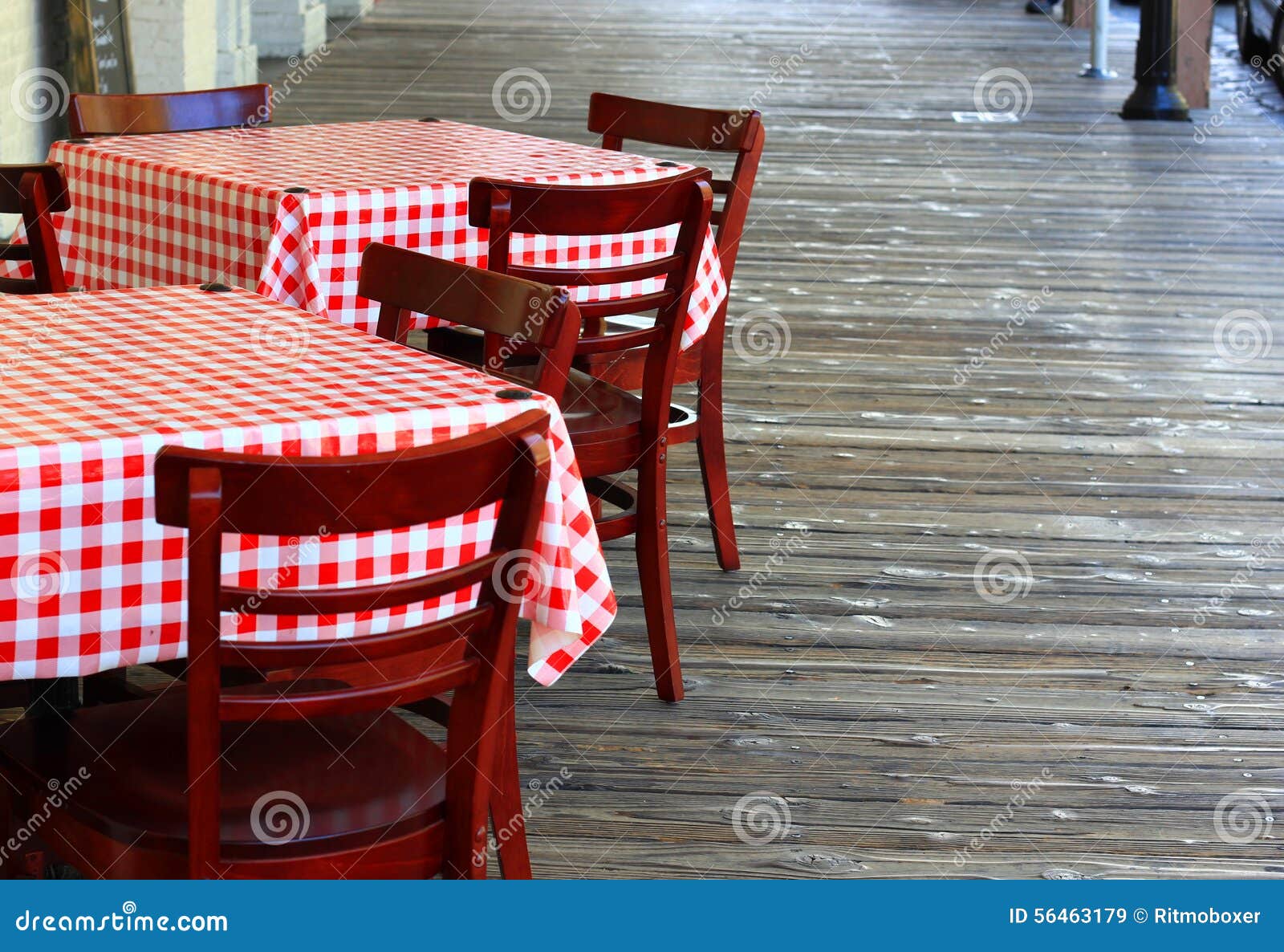 Tables with a Red Checkered Tablecloth Stock Image - Image of fabric ...