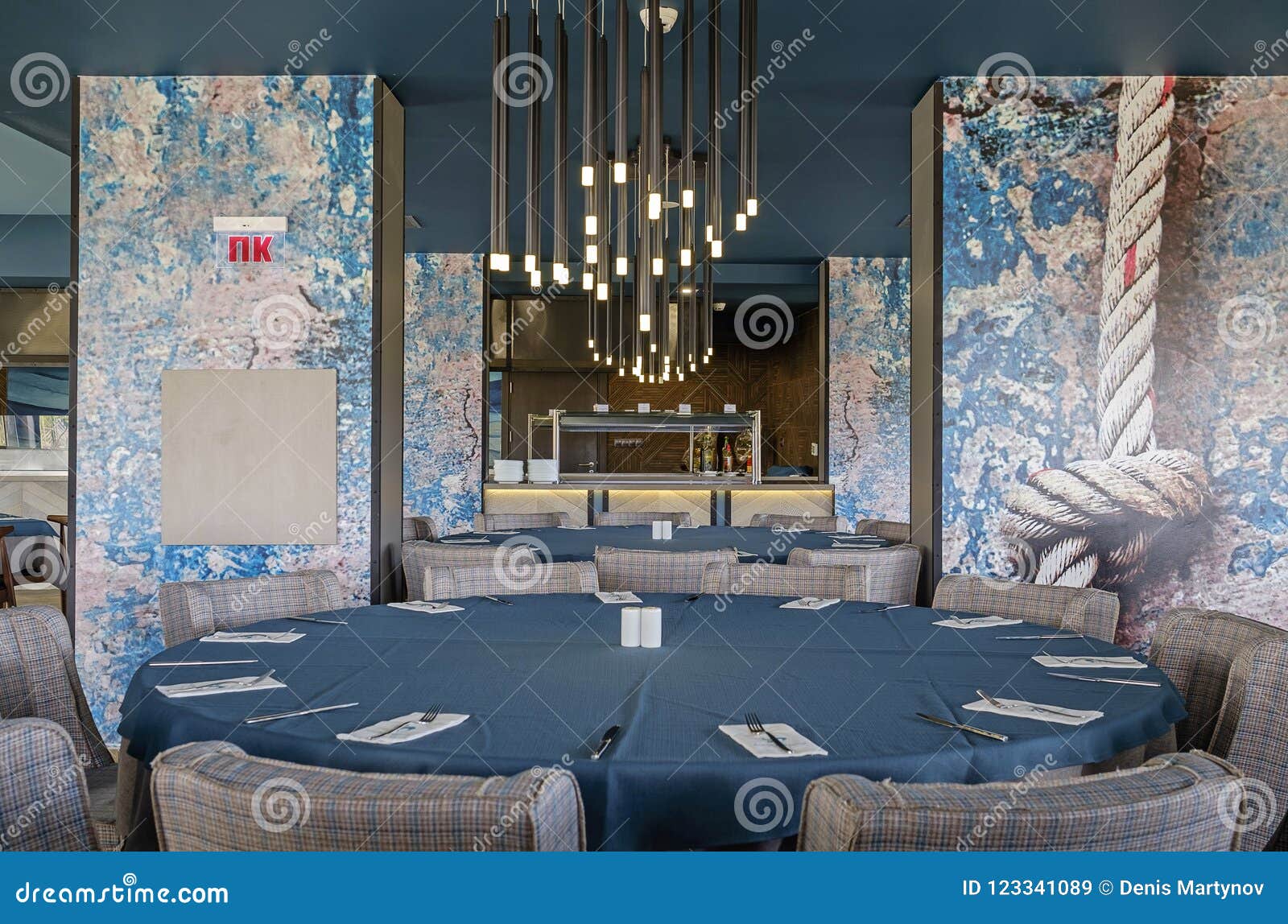 Tables in Restaurant with Sea Theme 2 Stock Image - Image of fashion ...