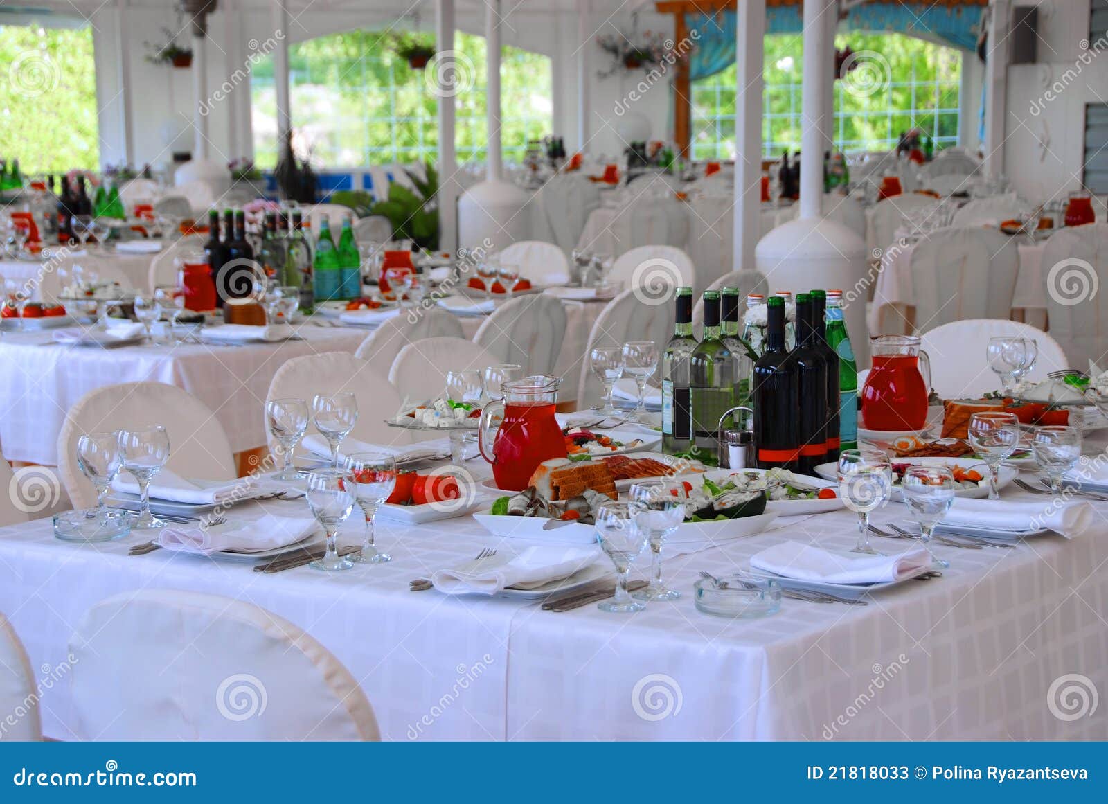 Tables at Restaurant Served for a Banquet Stock Image - Image of lunch ...