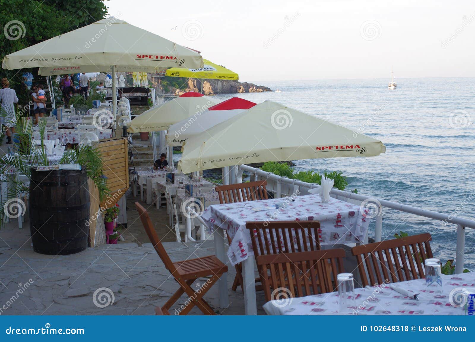 Tables in a Seaside Restaurant Editorial Stock Photo - Image of europe ...
