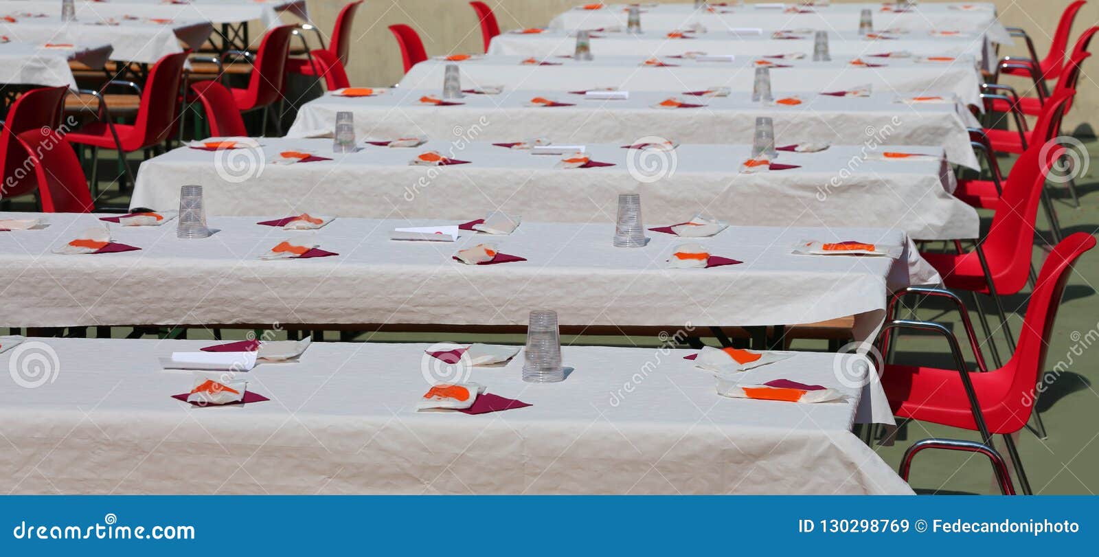 Tables Set for a Community Lunch Stock Image - Image of banquet ...