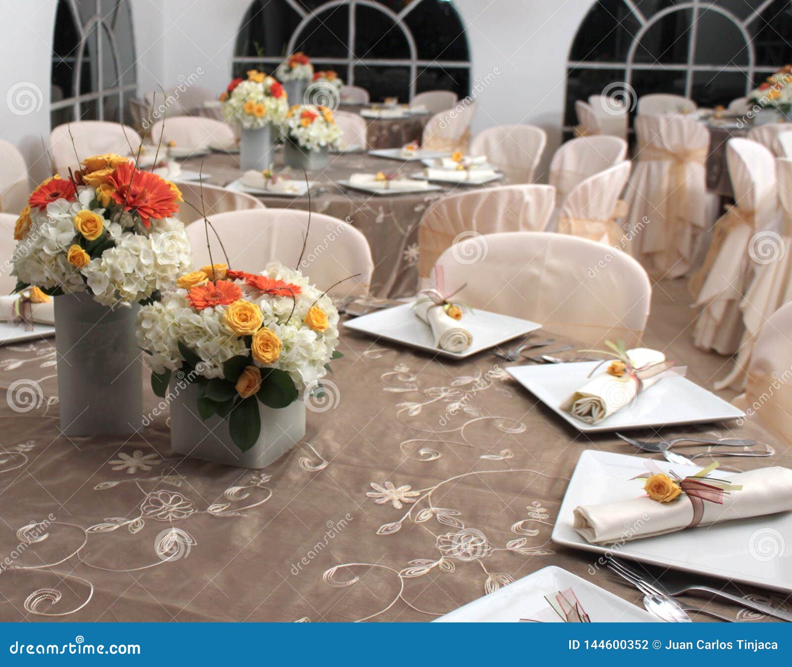 Tables Set for an Event Party Stock Photo - Image of dinner, table ...