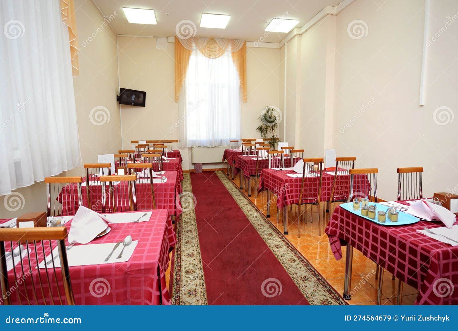 Tables Set for Lunch in the Dining Room of Restaurant Stock Image ...