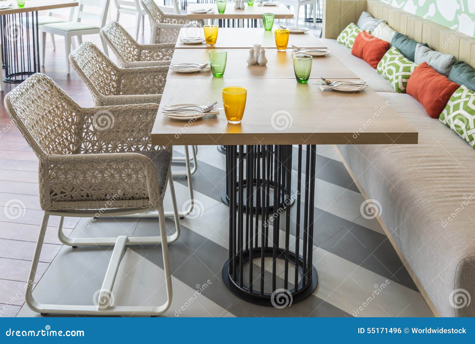 Tables set for meal stock photo. Image of gourmet, cafe - 55171496