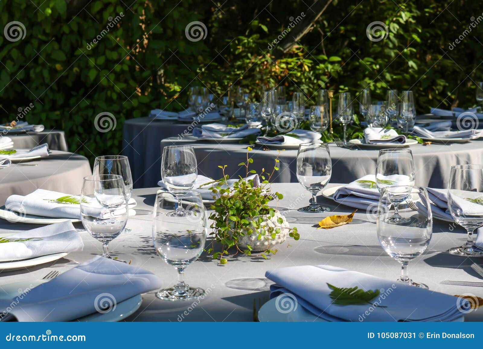 Tables Set Outdoors in Dappled Sunlight Stock Image - Image of tables ...