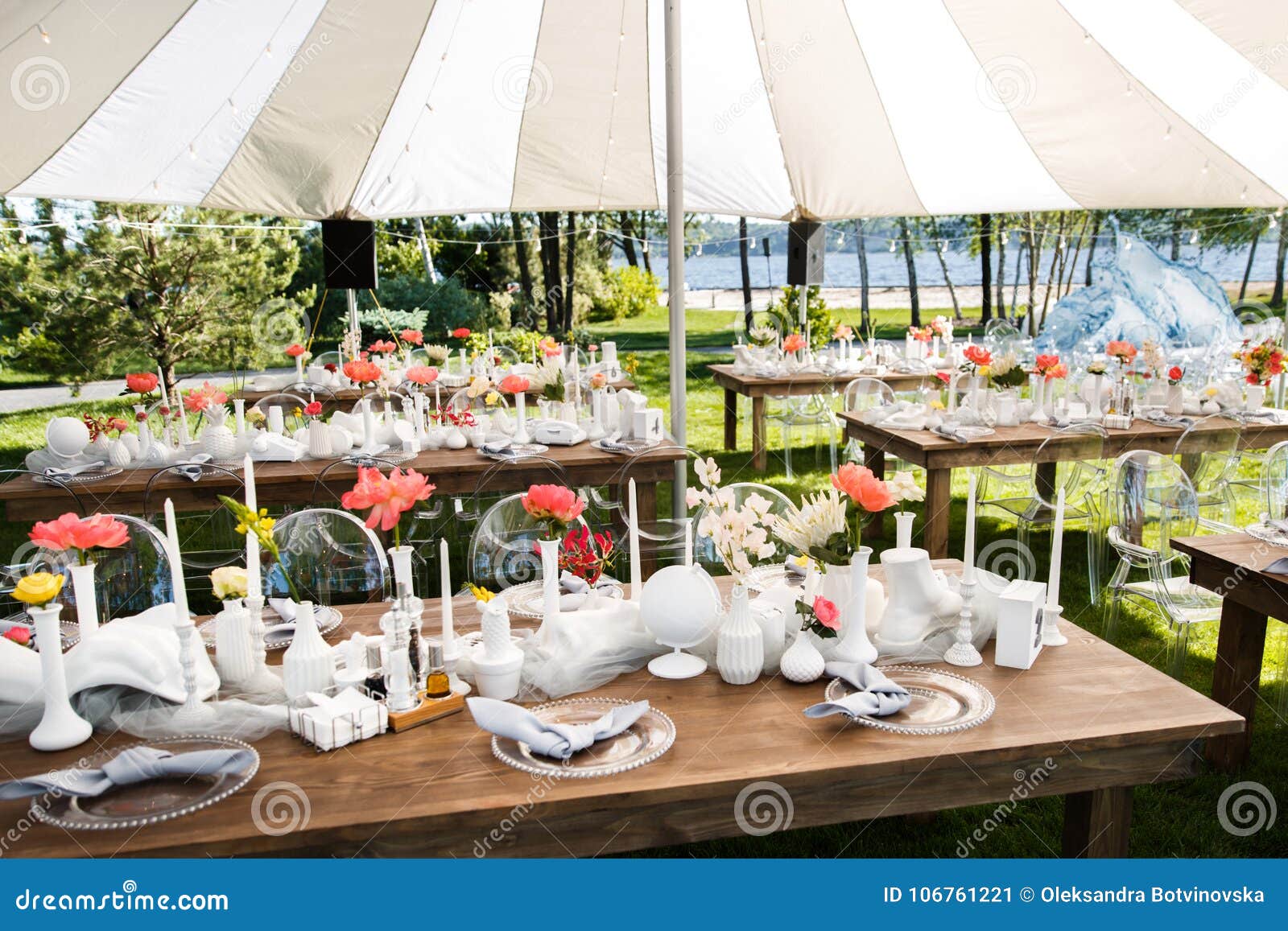 Tables Sets for Wedding or Another Catered Event Dinner Stock Image ...