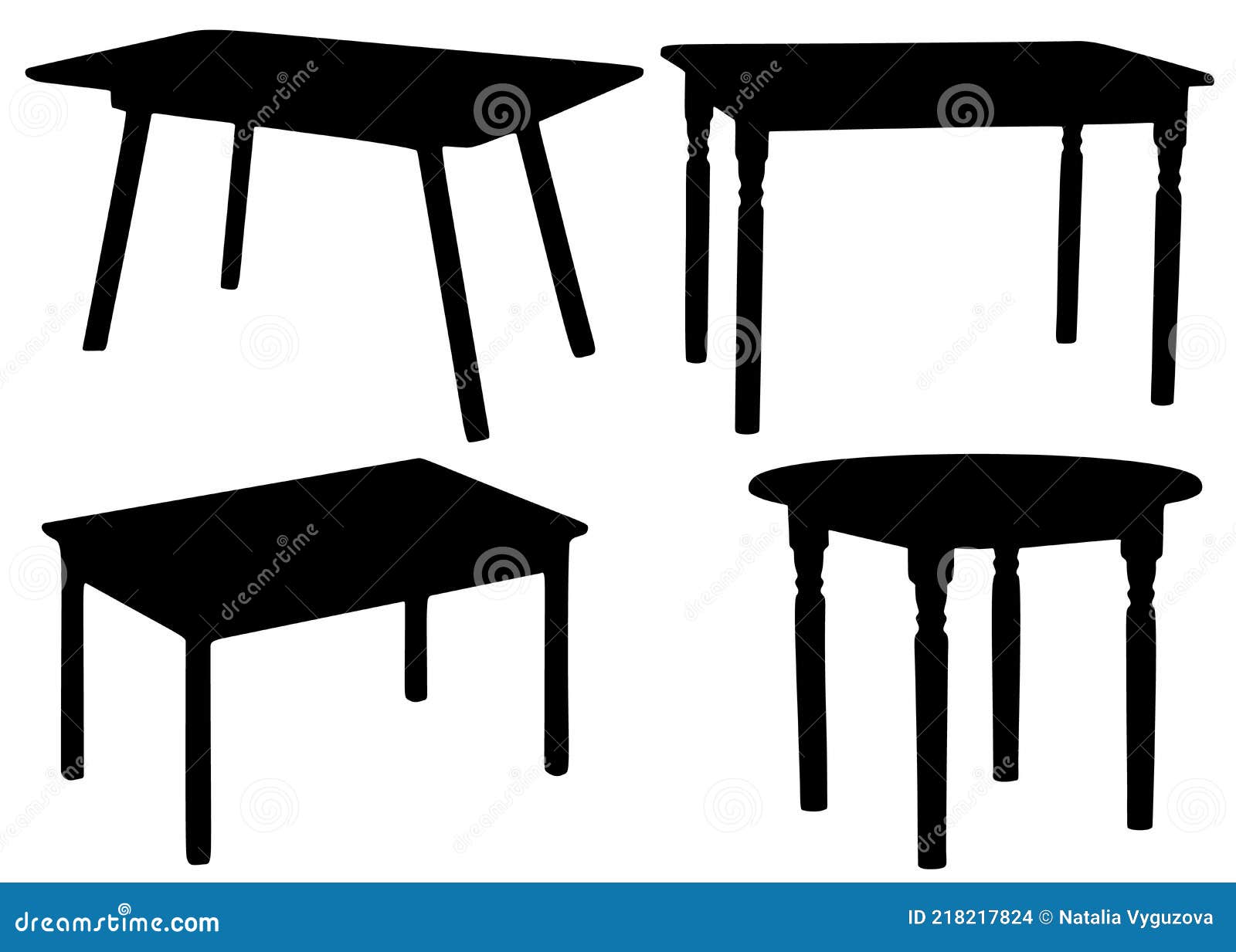 Tables are Simple for the Kitchen in the Set. Stock Vector ...