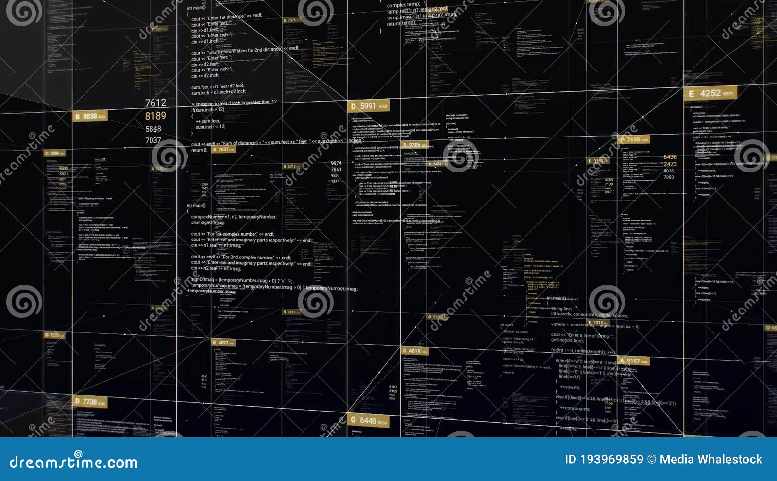 Tables with Source Codes on Black Background. Animation Stock Image - Image of network, html ...