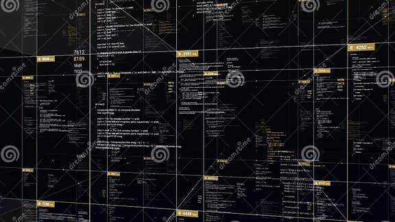 Tables with Source Codes on Black Background. Animation Stock Image ...