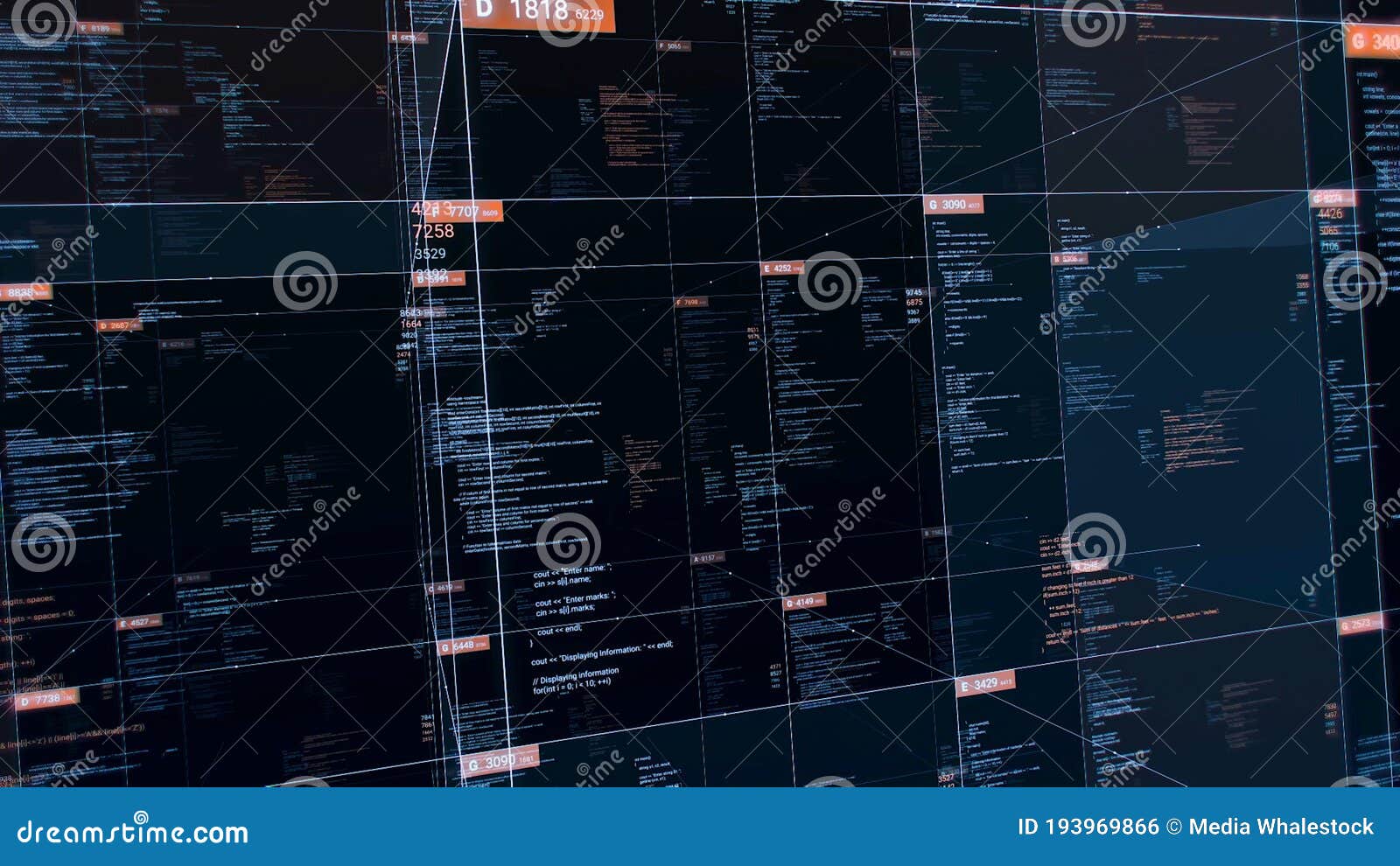 Tables with Source Codes on Black Background. Animation Stock Photo - Image of program, binary ...