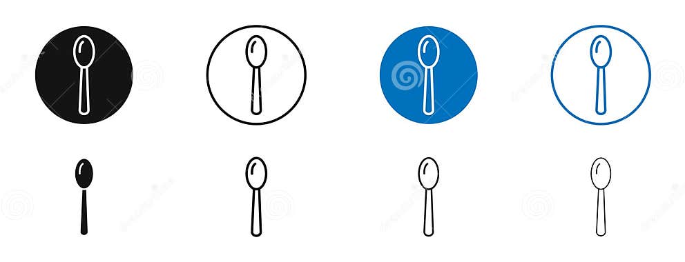 Tablespoon Thin Line Vector Icon Set Stock Vector - Illustration of ...