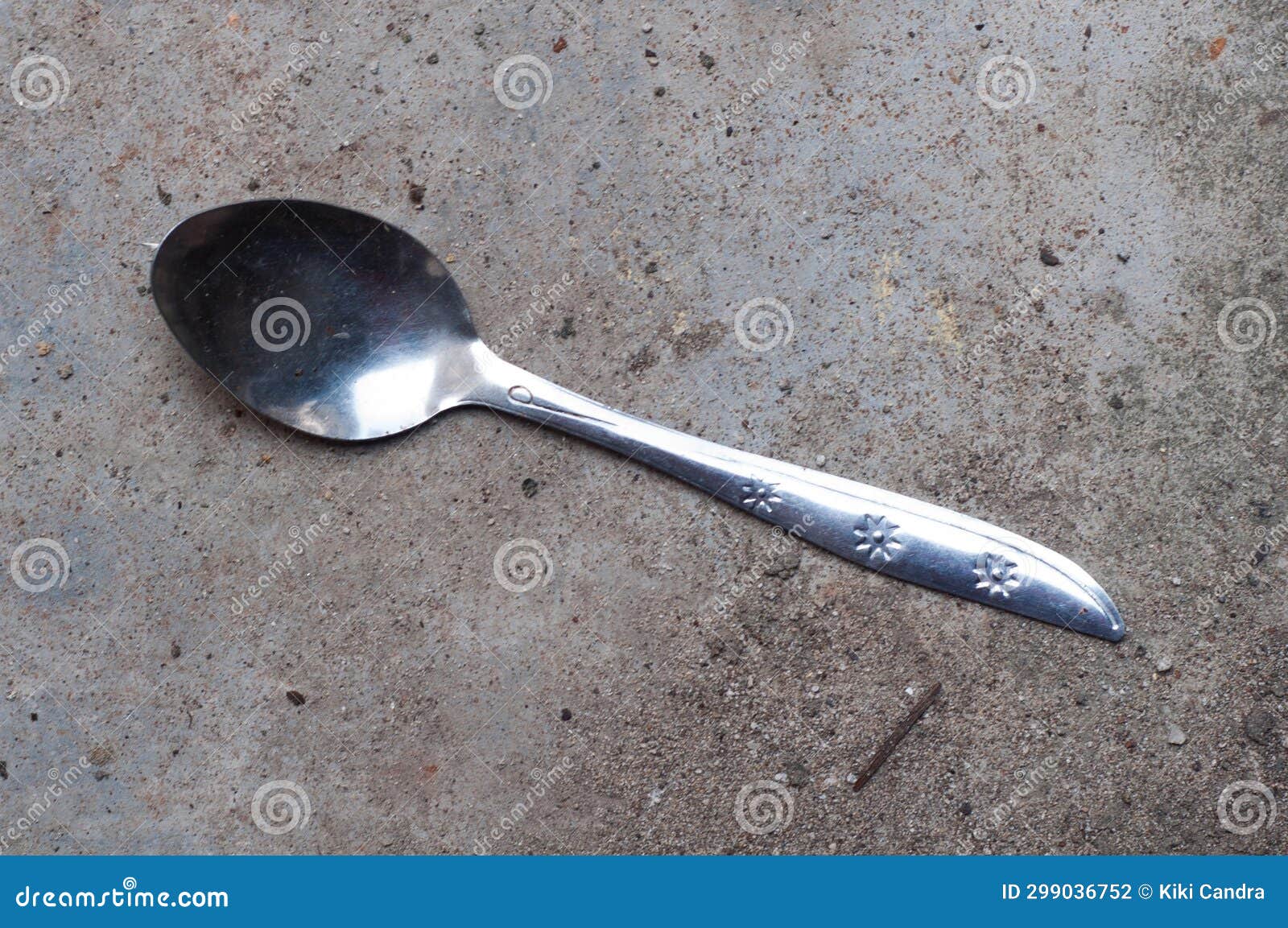 Tablespoons on Gray Abstract Textured Cement Background. Stock Photo ...