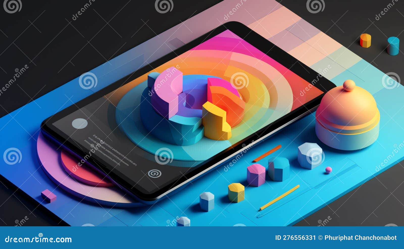 Tablet in Abstract Style in Trending Color Palette with Generative AI ...
