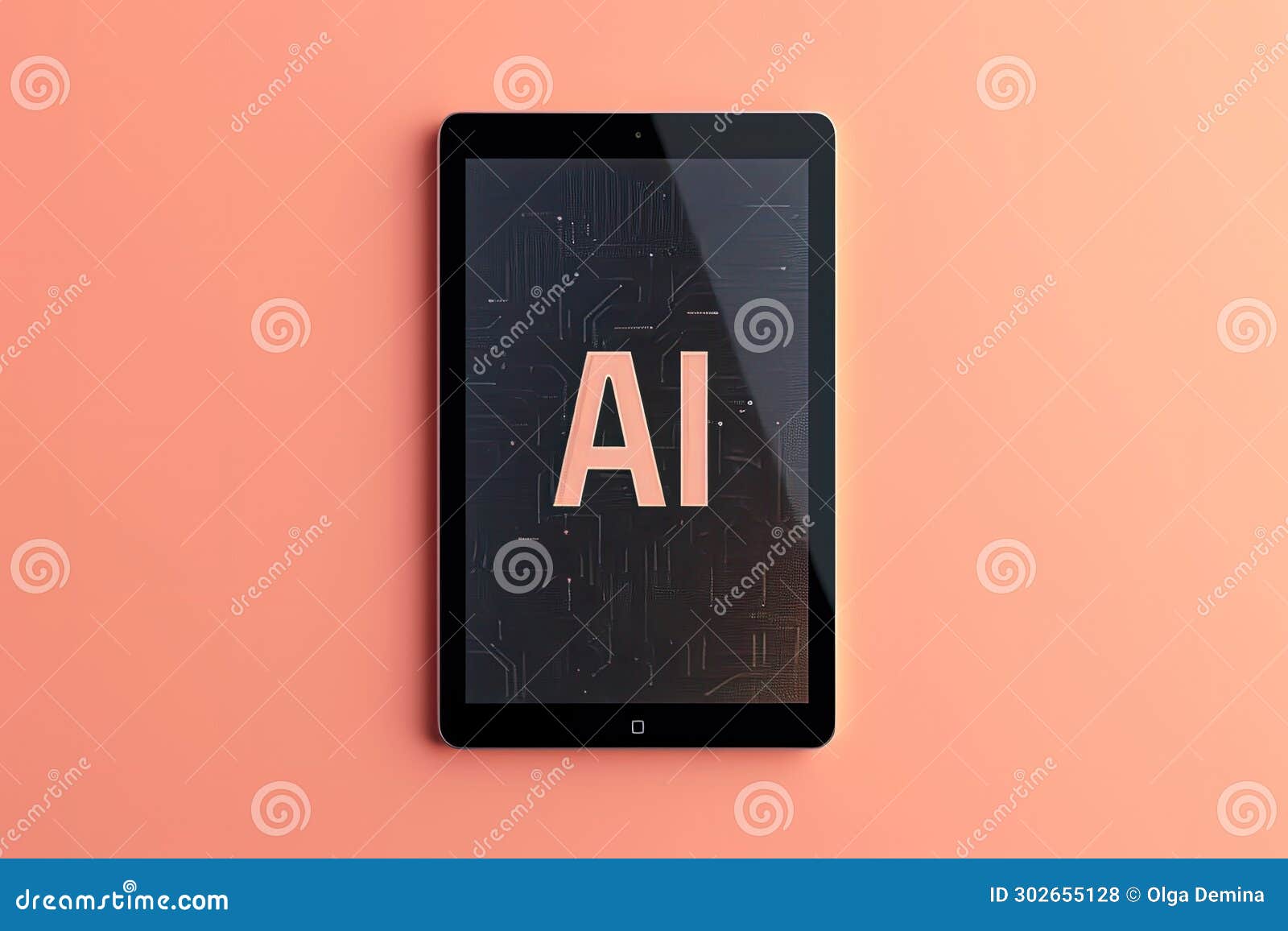 Tablet with AI Letters on Pink Backdrop, Integration of Artificial ...