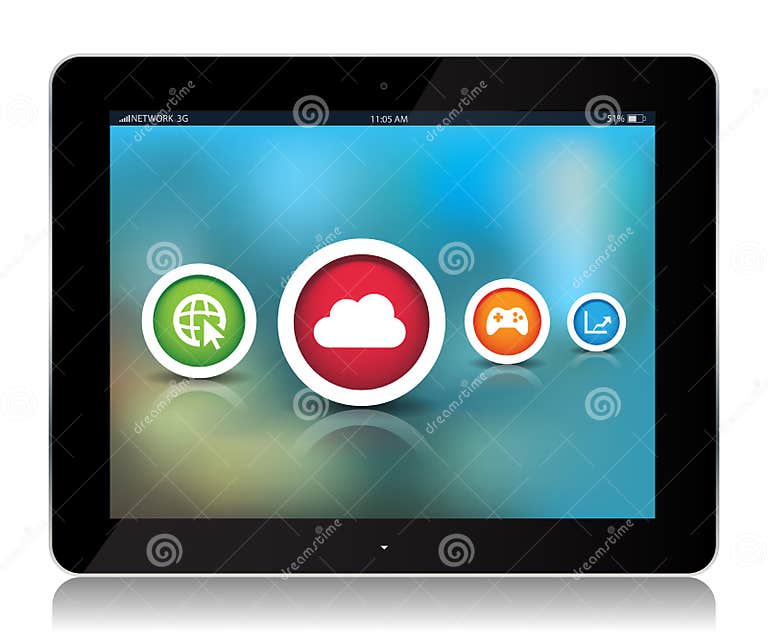Tablet App Icons on Abstract Background Stock Vector - Illustration of ...
