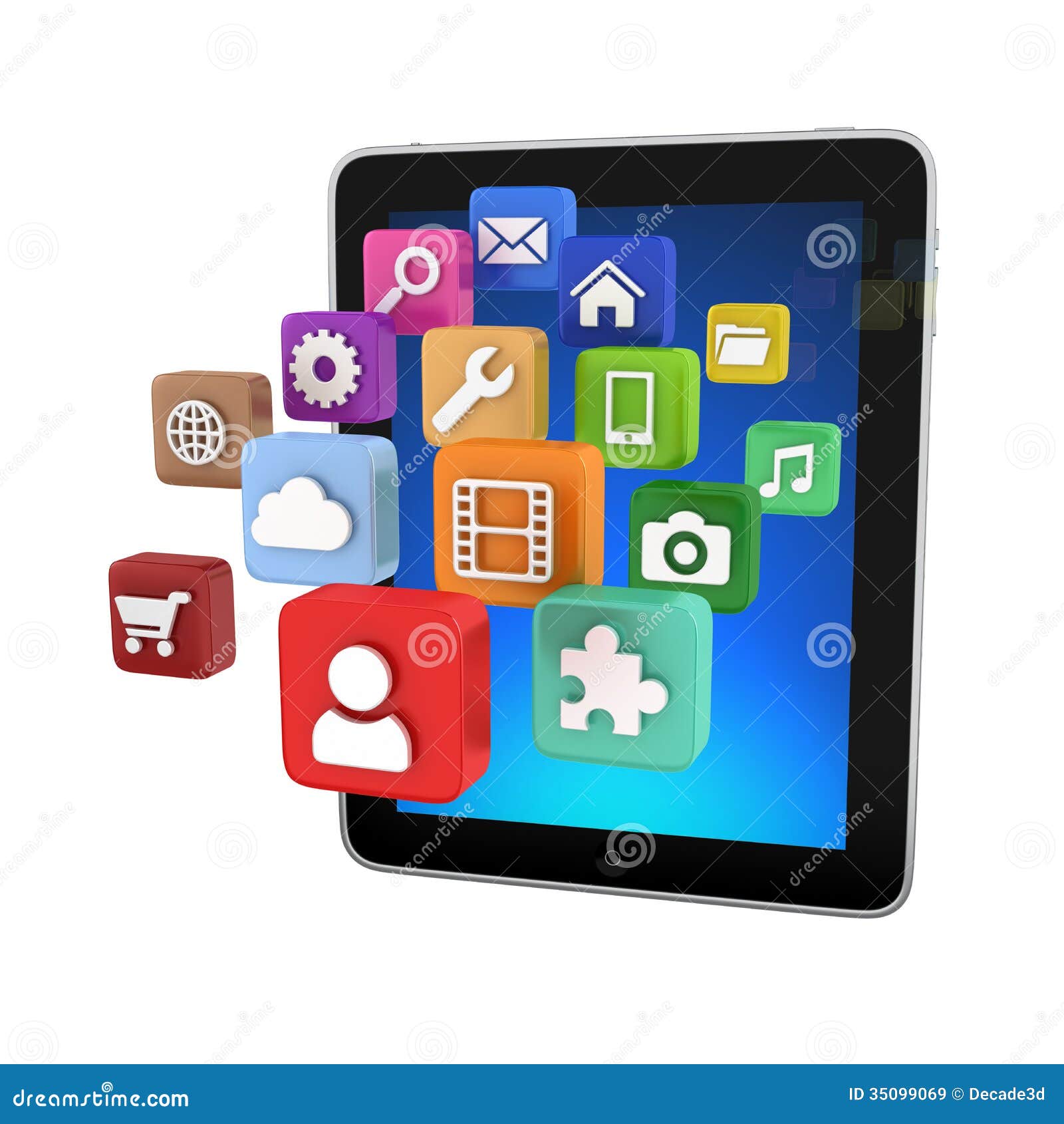 Tablet App Icons - Isolated Stock Illustration - Illustration of market ...
