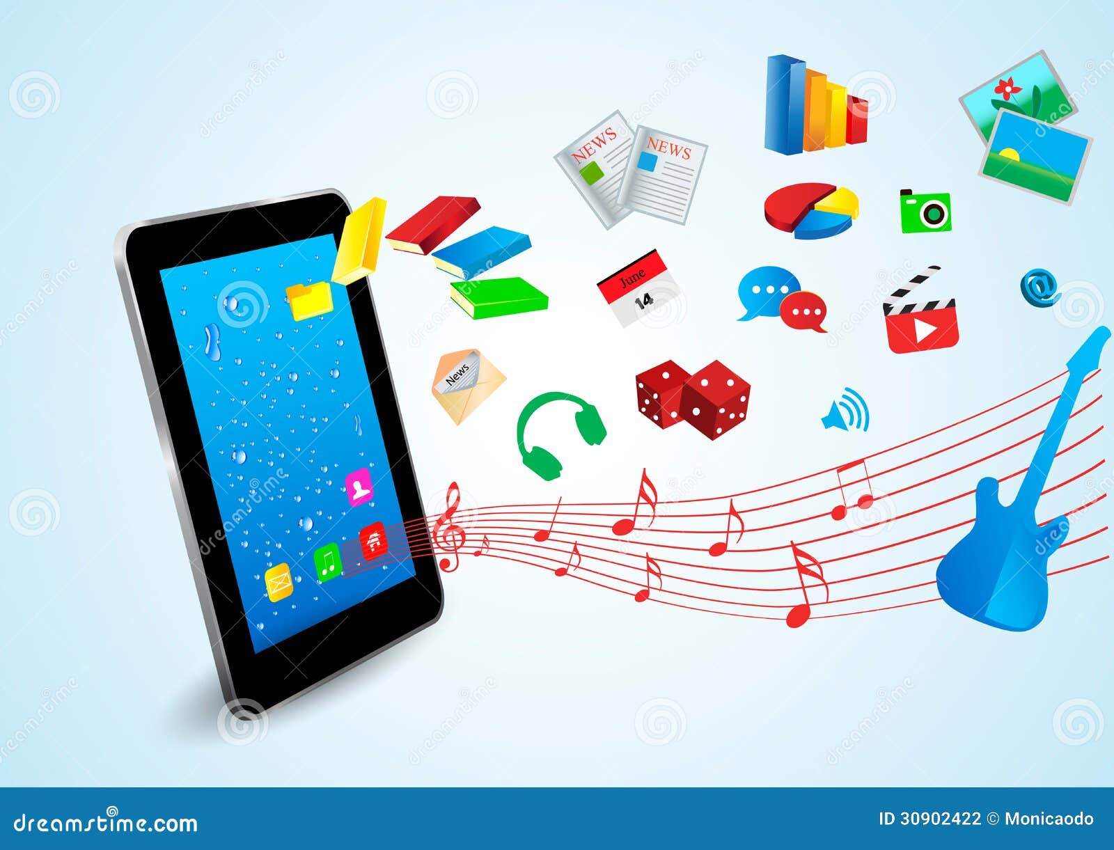 Tablet and Application Icons Stock Vector - Illustration of icon ...