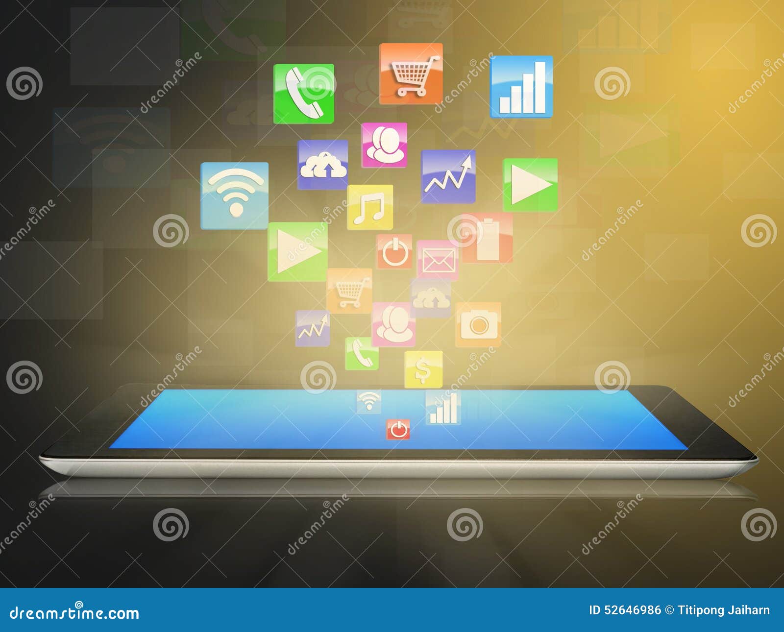 Tablet with Application Pop Up Stock Photo - Image of display, business ...