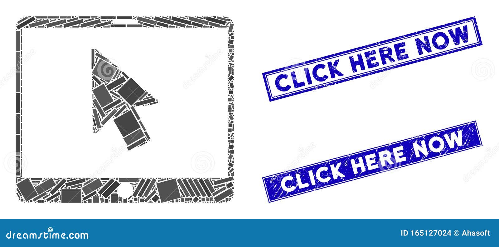 Tablet Arrow Pointer Mosaic and Grunge Rectangle Click Here Now Stamp ...