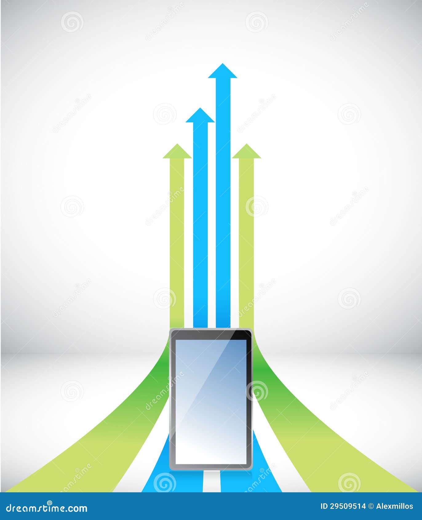 Tablet Arrow Rising Toward Same Direction Success Stock Illustration ...