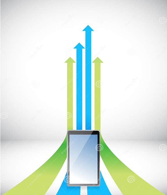 Tablet Arrow Rising Toward Same Direction Success Stock Illustration ...