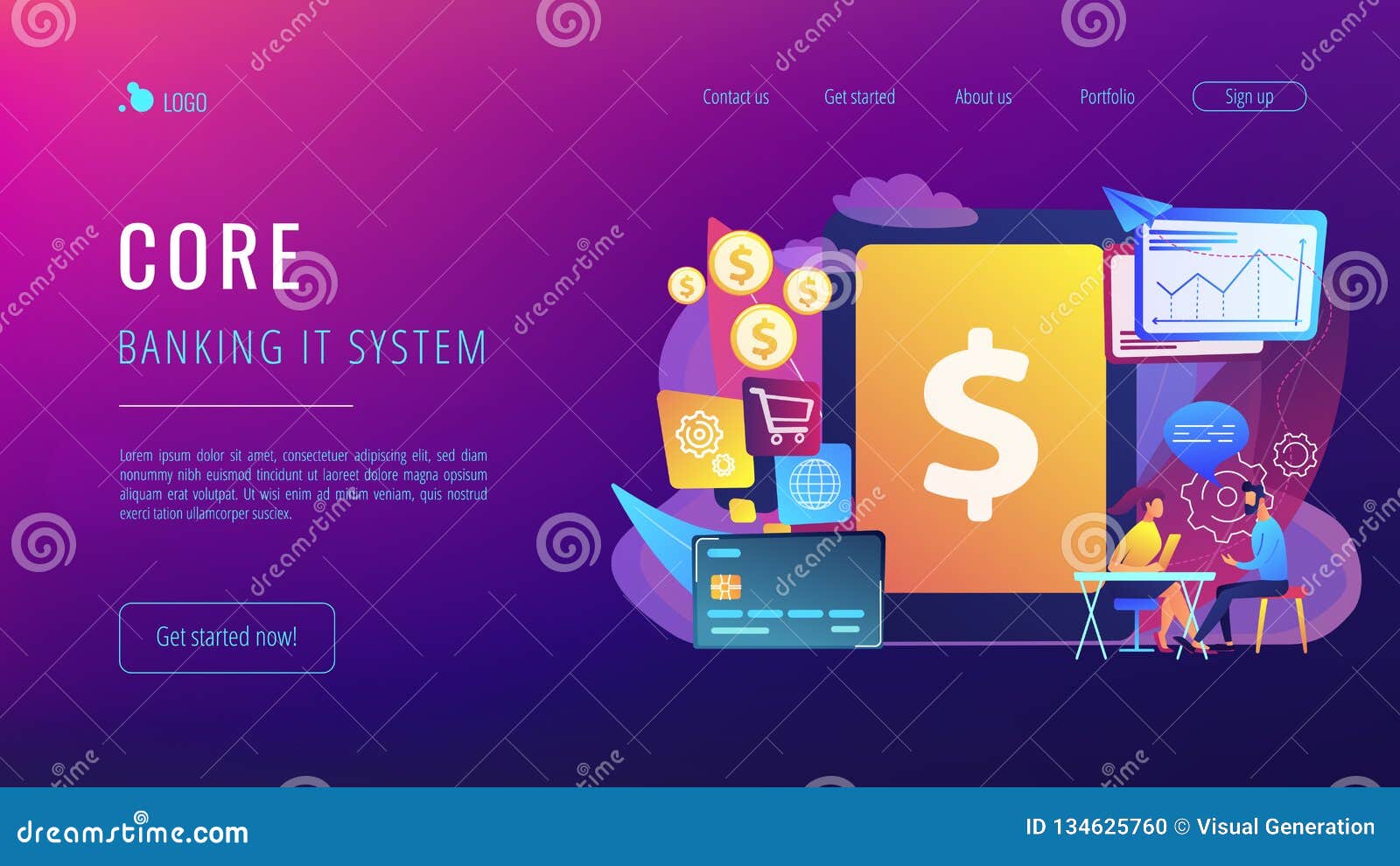 Core Banking it System Concept Landing Page. Stock Vector ...
